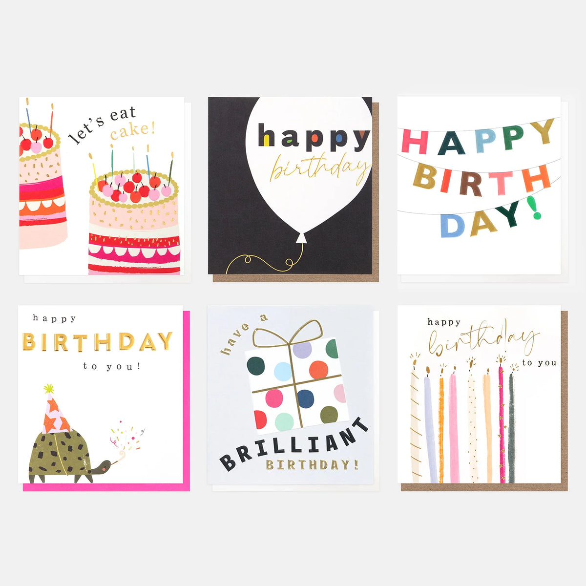Mixed birthday cards pack of 6