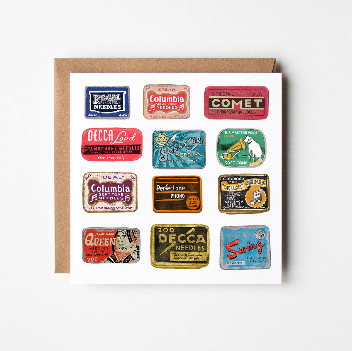 Record Player Needle Tins - blank greetings card | Daisy Park